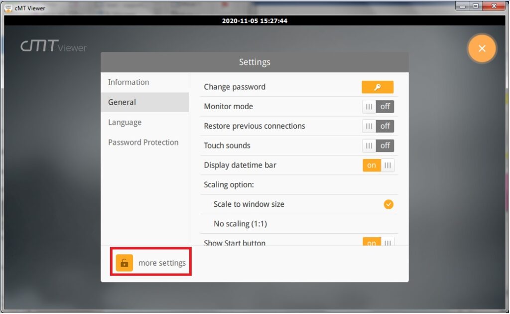 How to hide the orange Start button in cMT-Viewer - Maple Systems