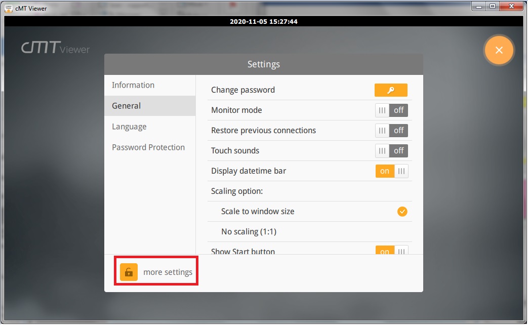 How to hide the orange Start button in cMT-Viewer - Maple Systems