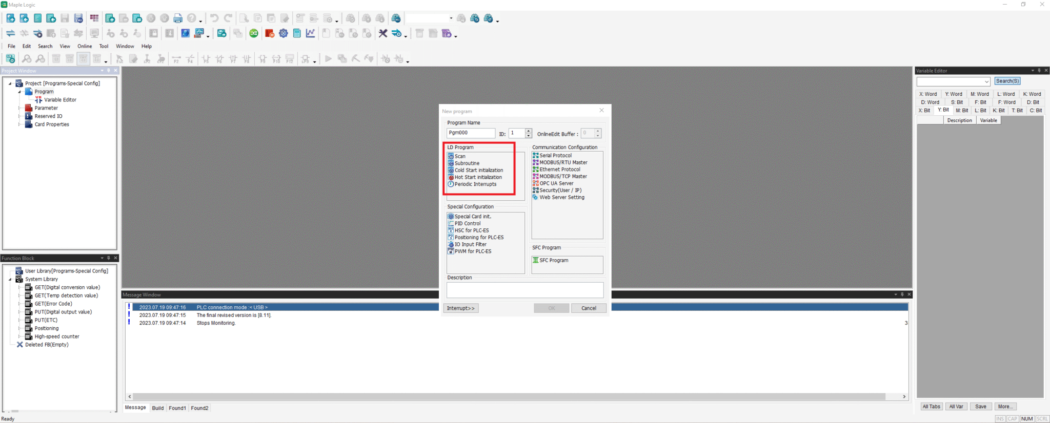 PLC Programs, Special Configuration and Communications - Maple Systems