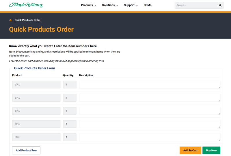 What is a Quick Order Form? - Maple Systems