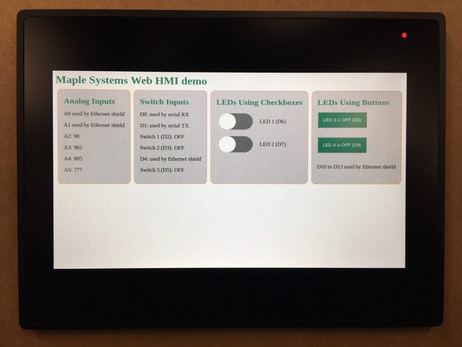 Connecting a Maple Web HMI to an Arduino Web Server