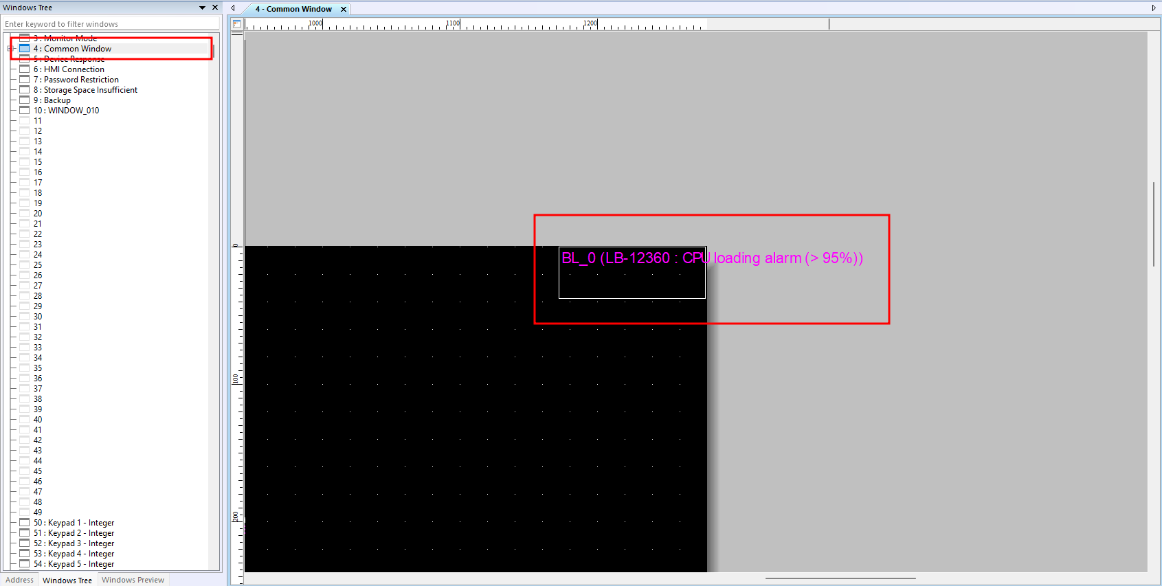 Why do I get a "HIGH CPU LOAD>95%" warning on my HMI or cMT device?