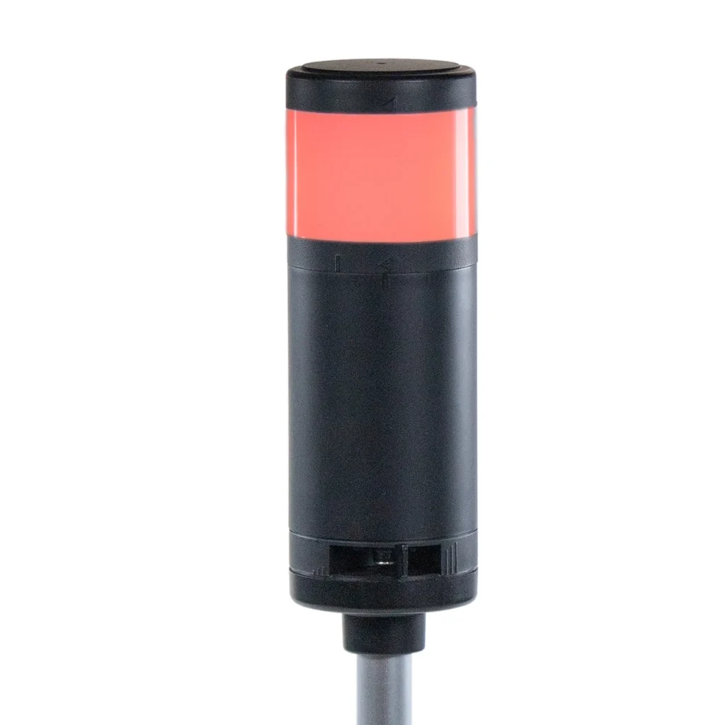 1-Tier LED Tower Signal Light, Red with Buzzer, Pole Mount